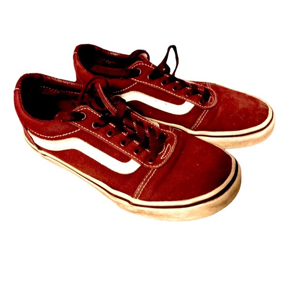 Vans | Shoes | Vintage Maroon Burgundy Classic Vans Skate Shoes Youth ...